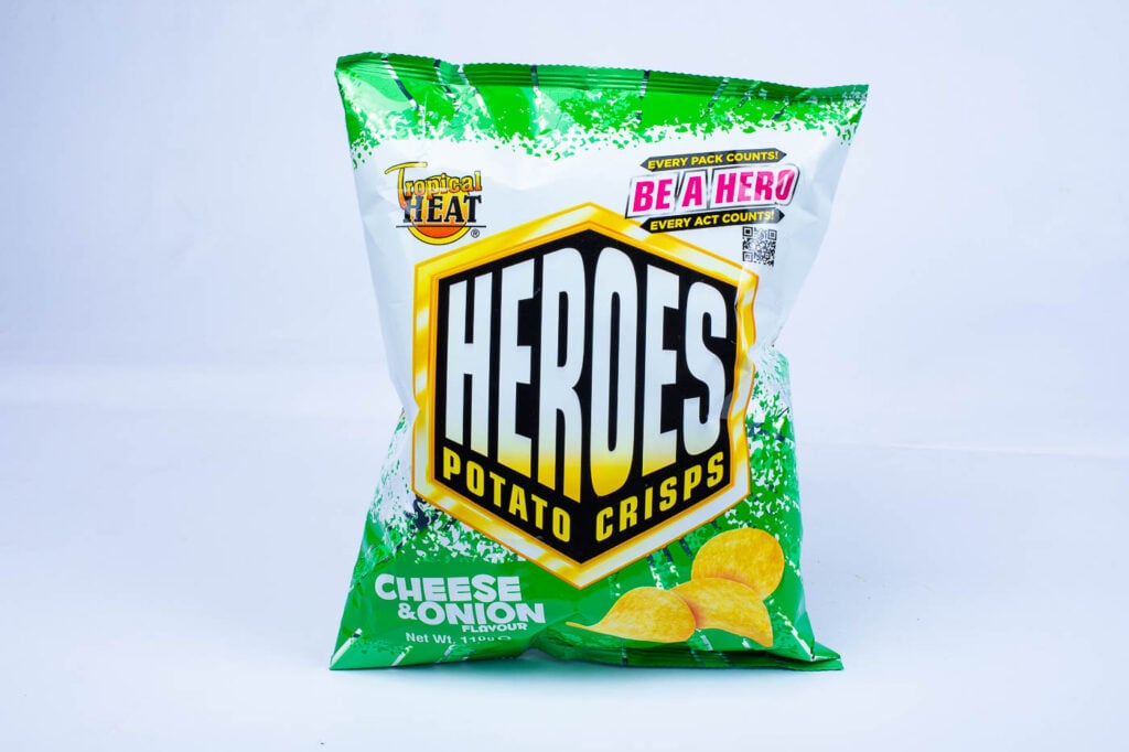 Tropical Heat Heroes Cheese And Onion Crisps - 110g - Greenspoon