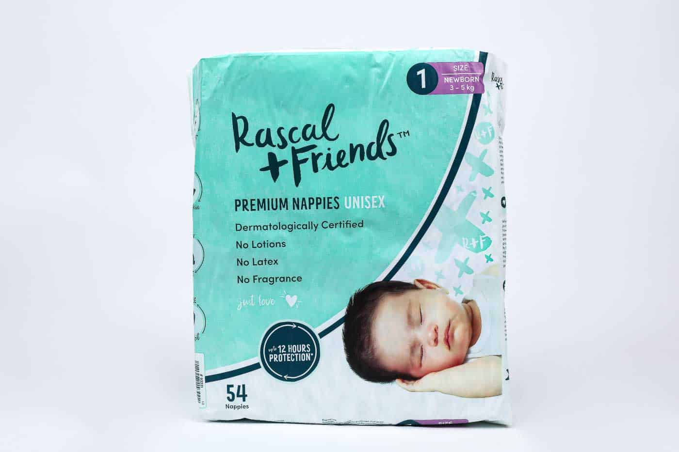 Rascal & Friends Premium Nappies (Newborn) - 3Kg - 5Kg | Size 1 | 54 ...
