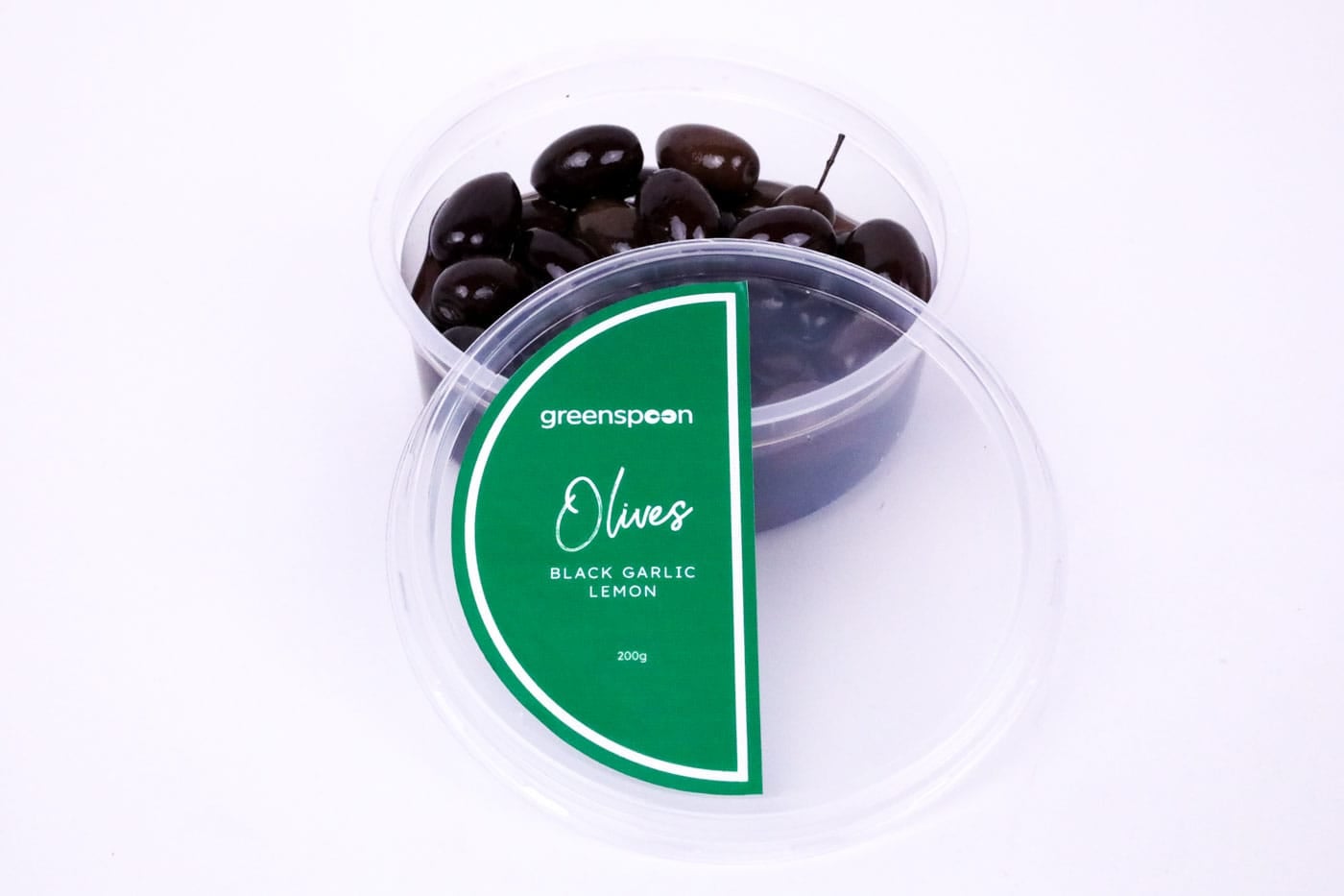 Greenspoon Black Pitted Lemon Garlic Olives - 200g - Greenspoon